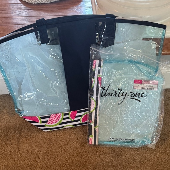 thirty-one | Bags | Thirtyone Black And Blue Tote Bag With Watermelon ...